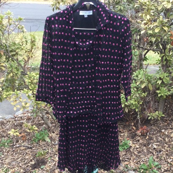 Dresses | Andria Lieu Stretchy Pink Polka Dots Maxi Skirt 3pc Set ...